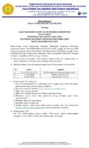 SURAT PENGUMUMAN LULUS ADMINISTRASI JALUR UMUM PMB PEPI TAHUN 2026 ...
